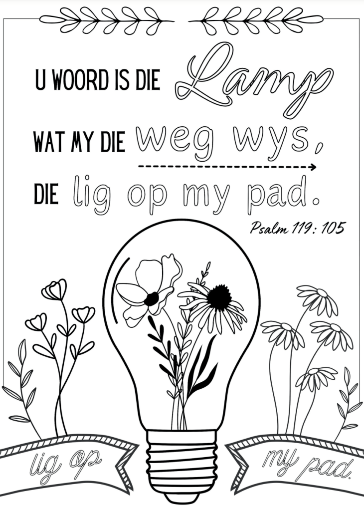 A4 Inkleur Bybelvers - Psal 119:105 - Juffrou 911