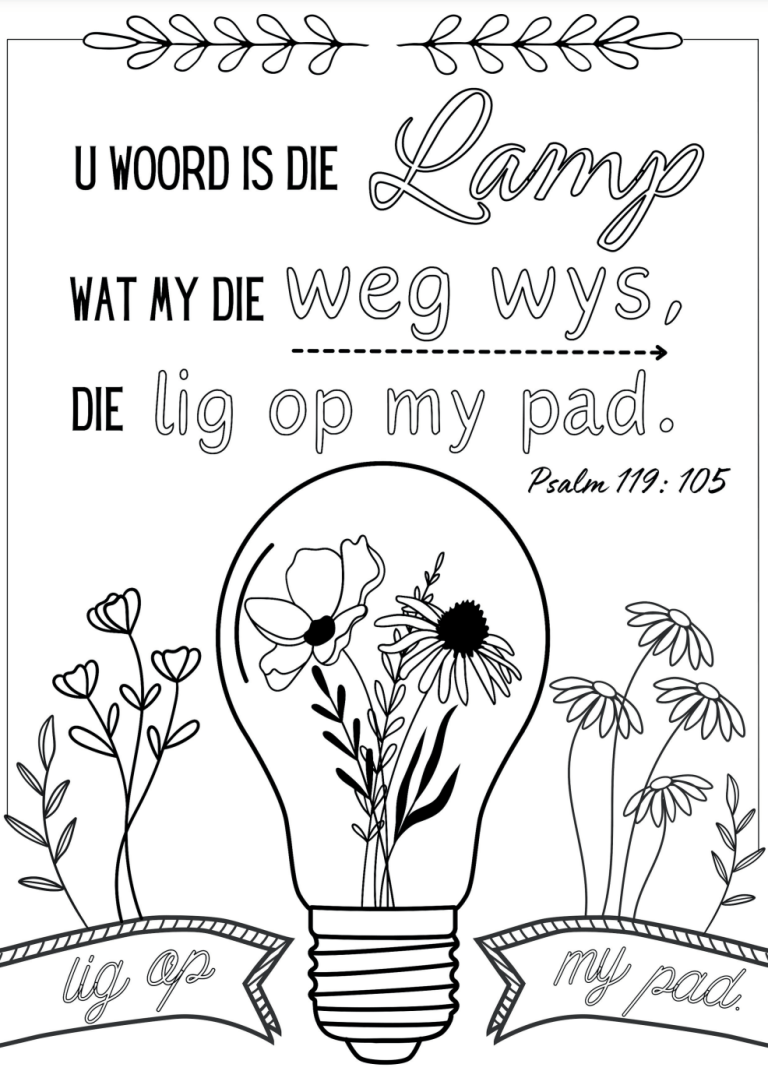 A4 Inkleur Bybelvers - Psal 119:105 - Juffrou 911