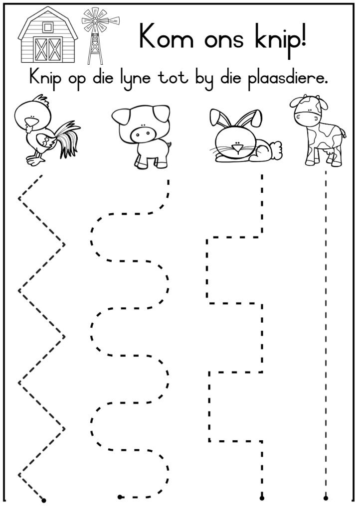 Knip en Patrone natrek aktiwiteite A4 - Juffrou 911