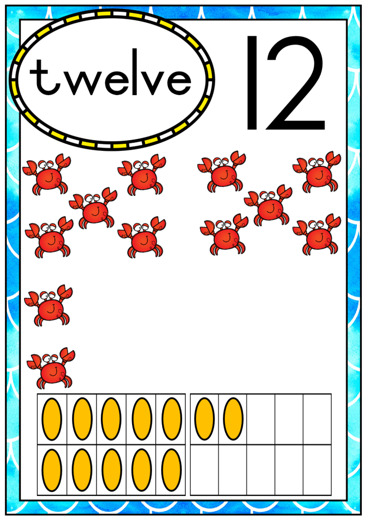 🎁See getalle 11-20 / Ocean numbers 11 to 20 (A4) - Juffrou 911