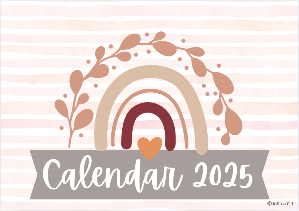 🎁 Boho Rainbow A3 desk calendar 2025 - Juffrou 911