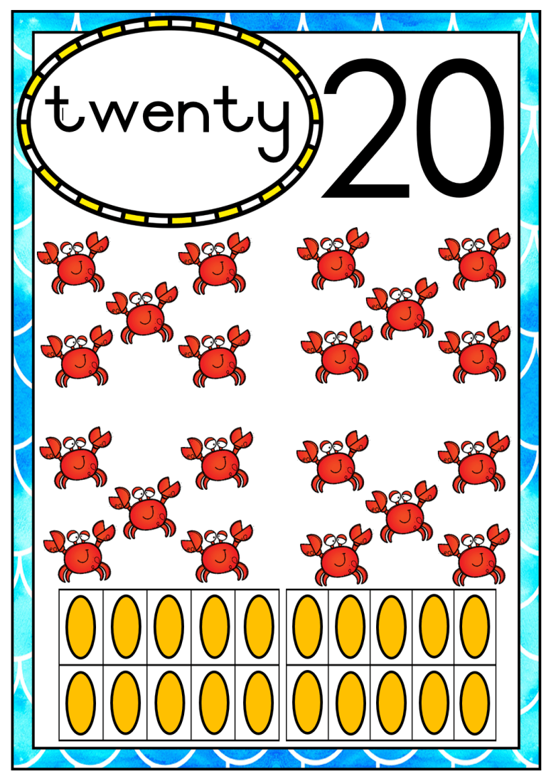 🎁See getalle 11-20 / Ocean numbers 11 to 20 (A4) - Juffrou 911