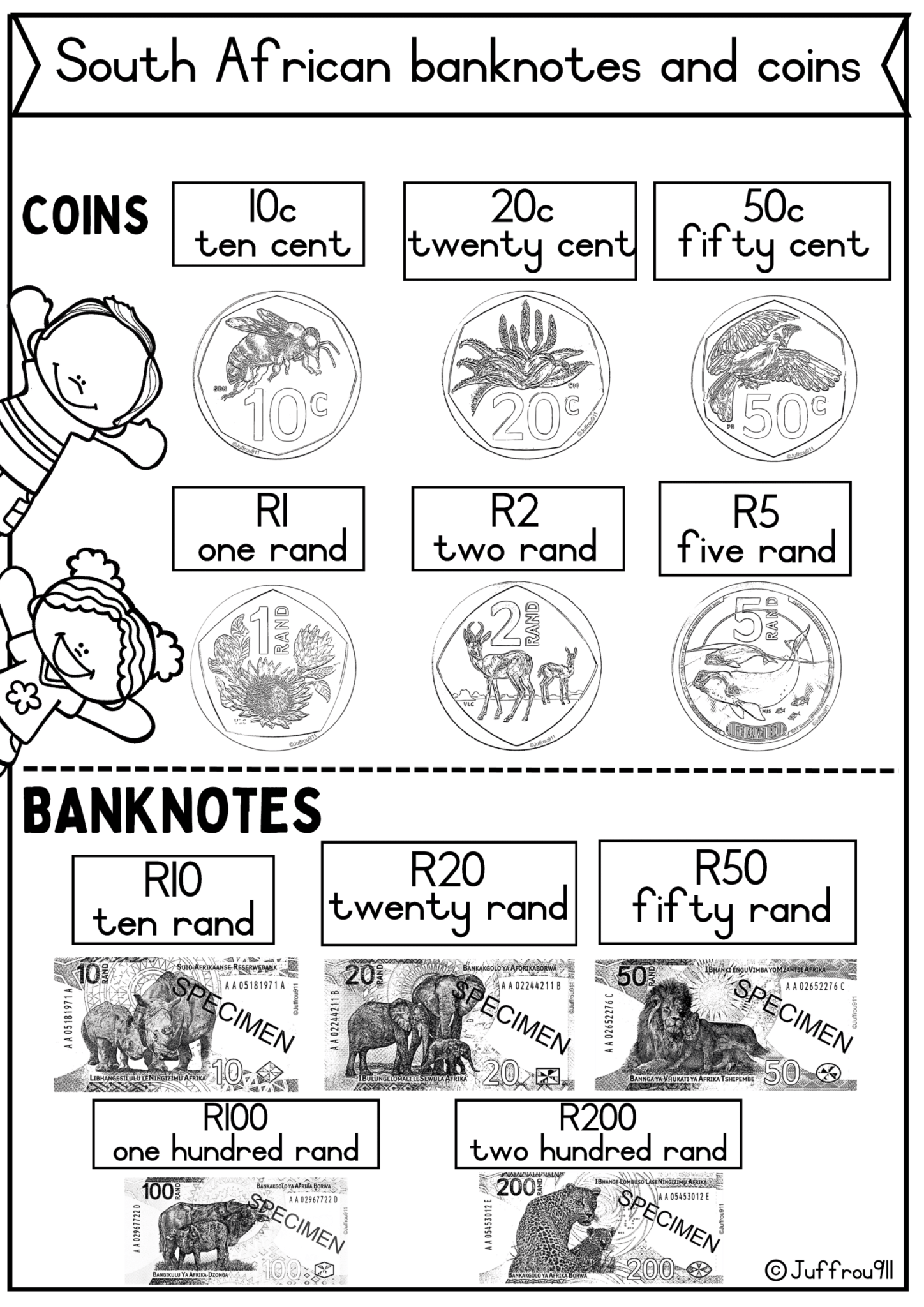 New South African money worksheets - Juffrou 911