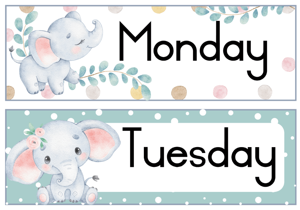 Elephant classroom theme - Watercolour - Juffrou 911