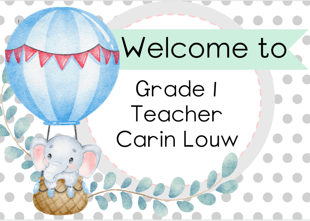 Elephant classroom theme - Watercolour - Juffrou 911