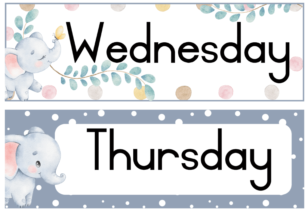 Elephant classroom theme - Watercolour - Juffrou 911