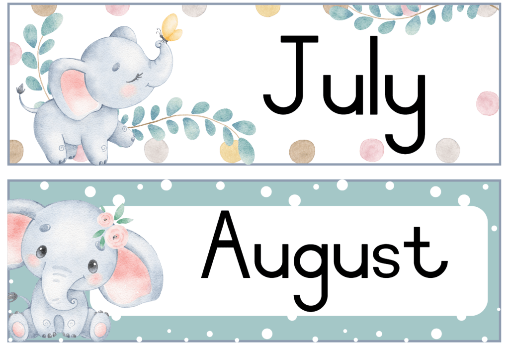 Elephant classroom theme - Watercolour - Juffrou 911