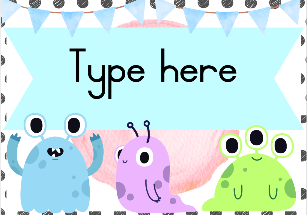 Editable headings - Monster theme - Juffrou 911