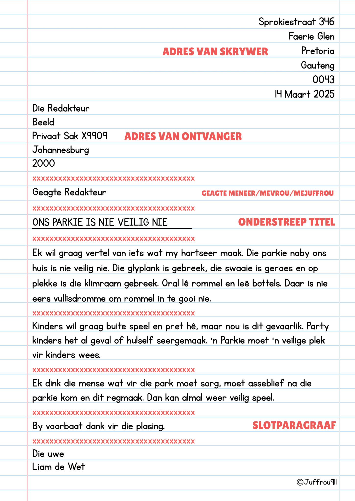 Hoe skryf ek 'n brief aan die pers muurkaarte - A3 en A4 - Juffrou 911